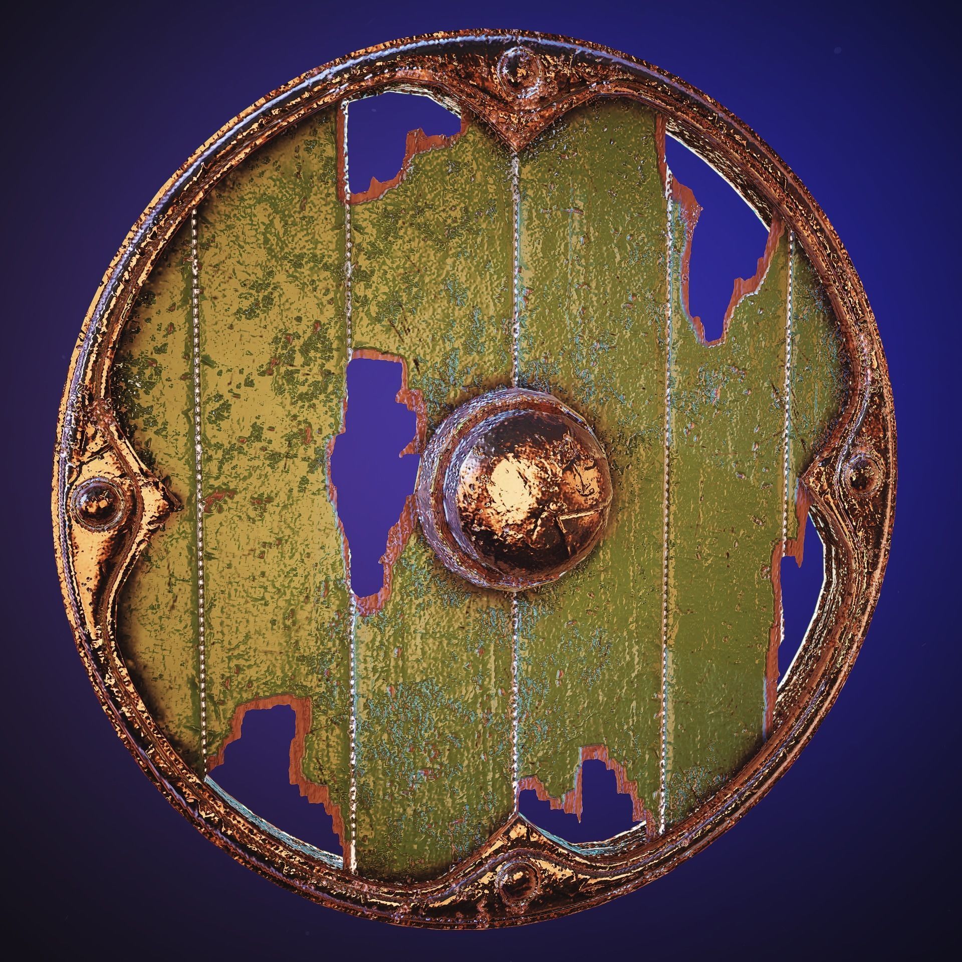 3D model Round destroyed shield PBR Game ready VR / AR / low-poly ...