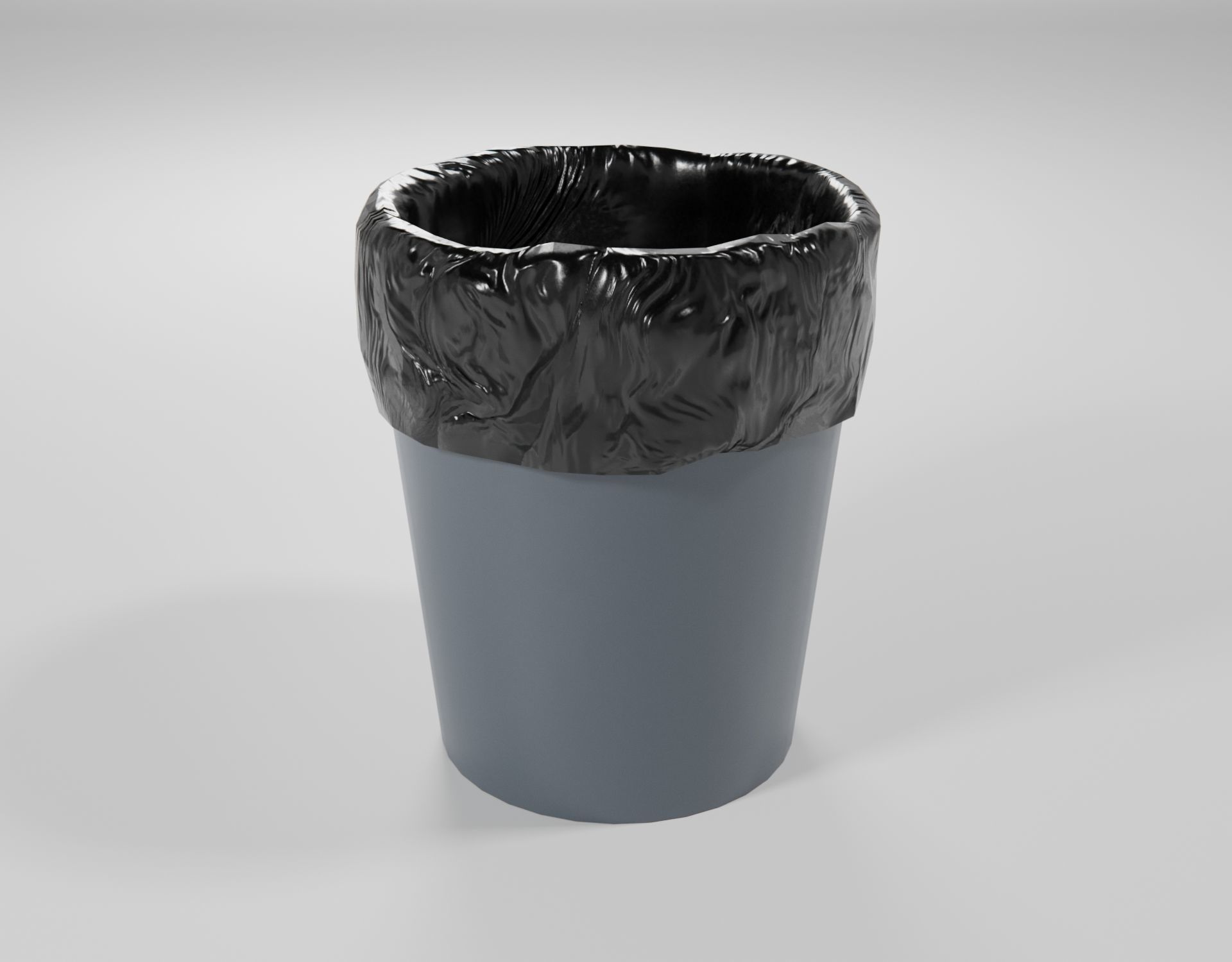 3D model Trash Bin with black Bag VR / AR / low-poly | CGTrader