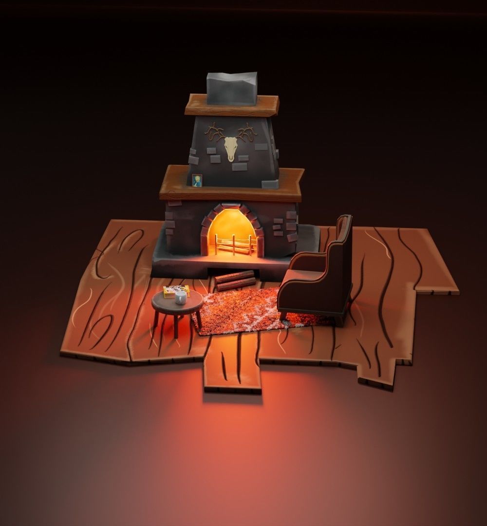 Cozy room blender hand painted and realistic textured 3D model | CGTrader