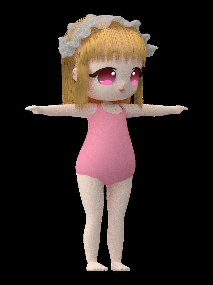 Aiko Chibi Girl Doll 3D model animated rigged | CGTrader