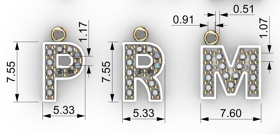 Abecedario letra Joyeria Alphabet jewelry letter 3D model 3D printable ...