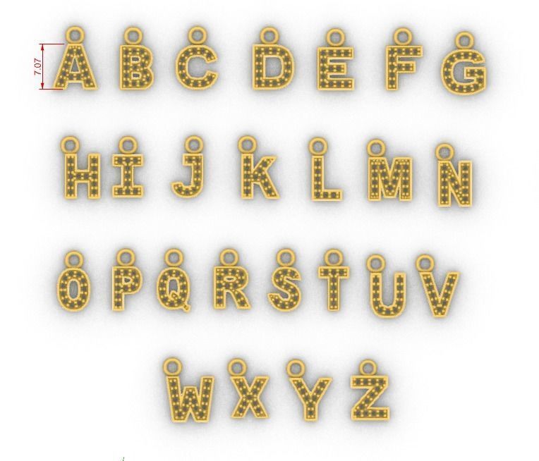 Abecedario letra Joyeria Alphabet jewelry letter 3D model 3D printable ...