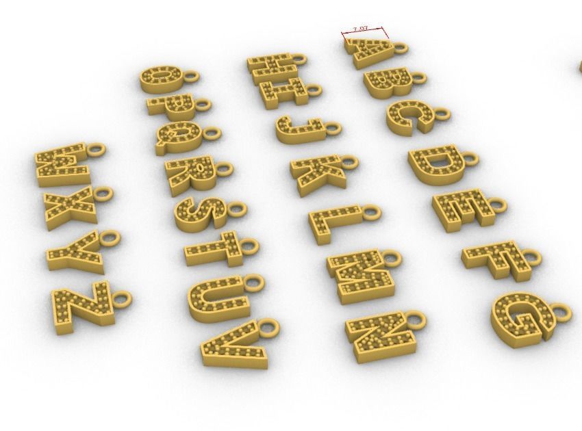 Abecedario letra Joyeria Alphabet jewelry letter 3D model 3D printable ...