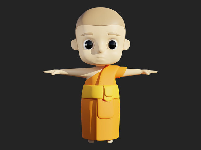 Character cartoon monk 3D model | CGTrader