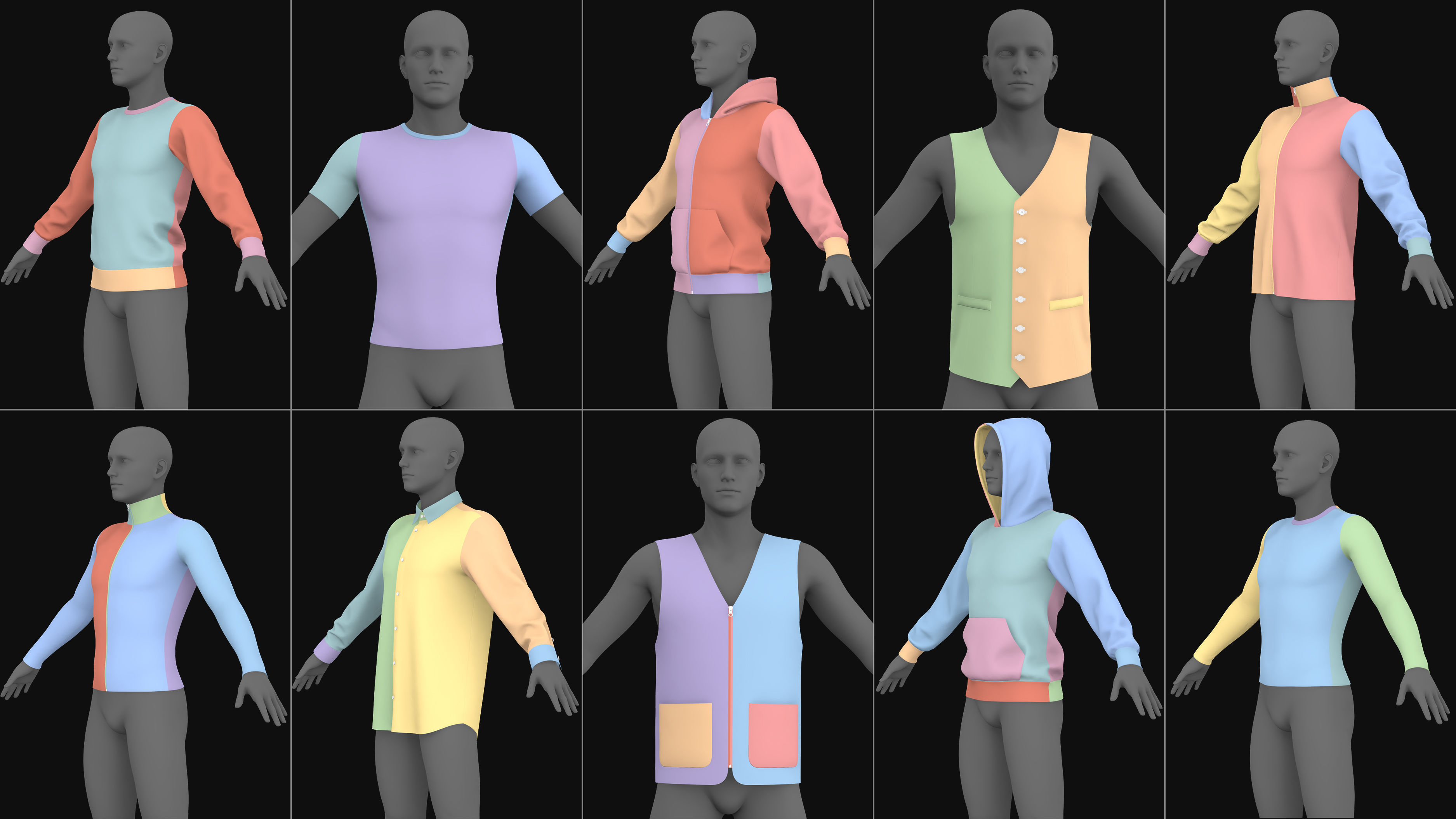 Female and male basic clothes pack MD Clo 3D zprj obj 3D model | CGTrader