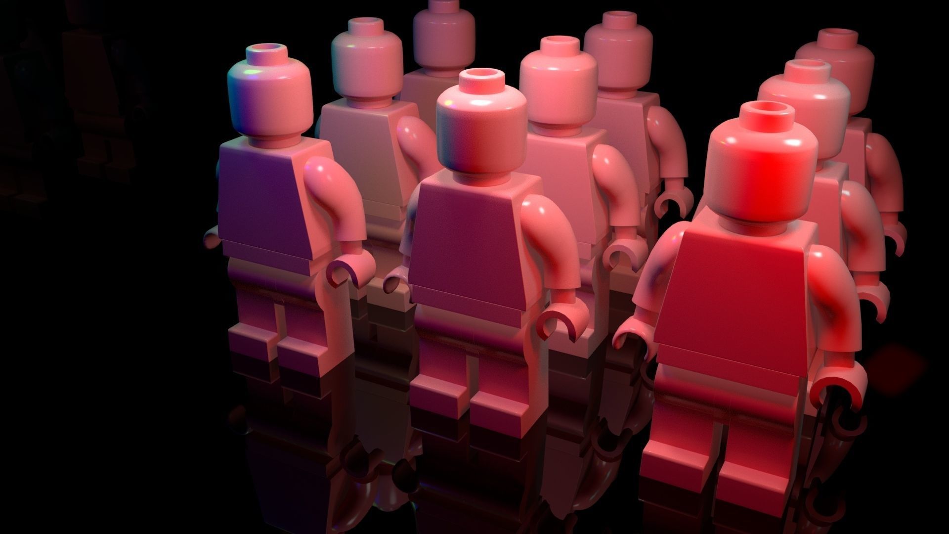 High poly lego figures in row 3D model | CGTrader
