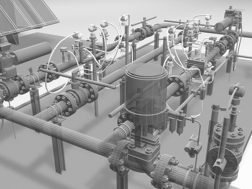 Industrial Above Ground Pipe Network 3D model | CGTrader