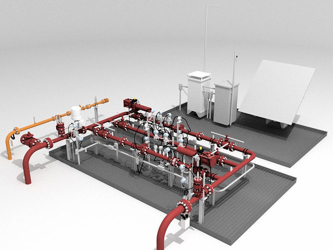 Industrial Above Ground Pipe Network 3D model | CGTrader