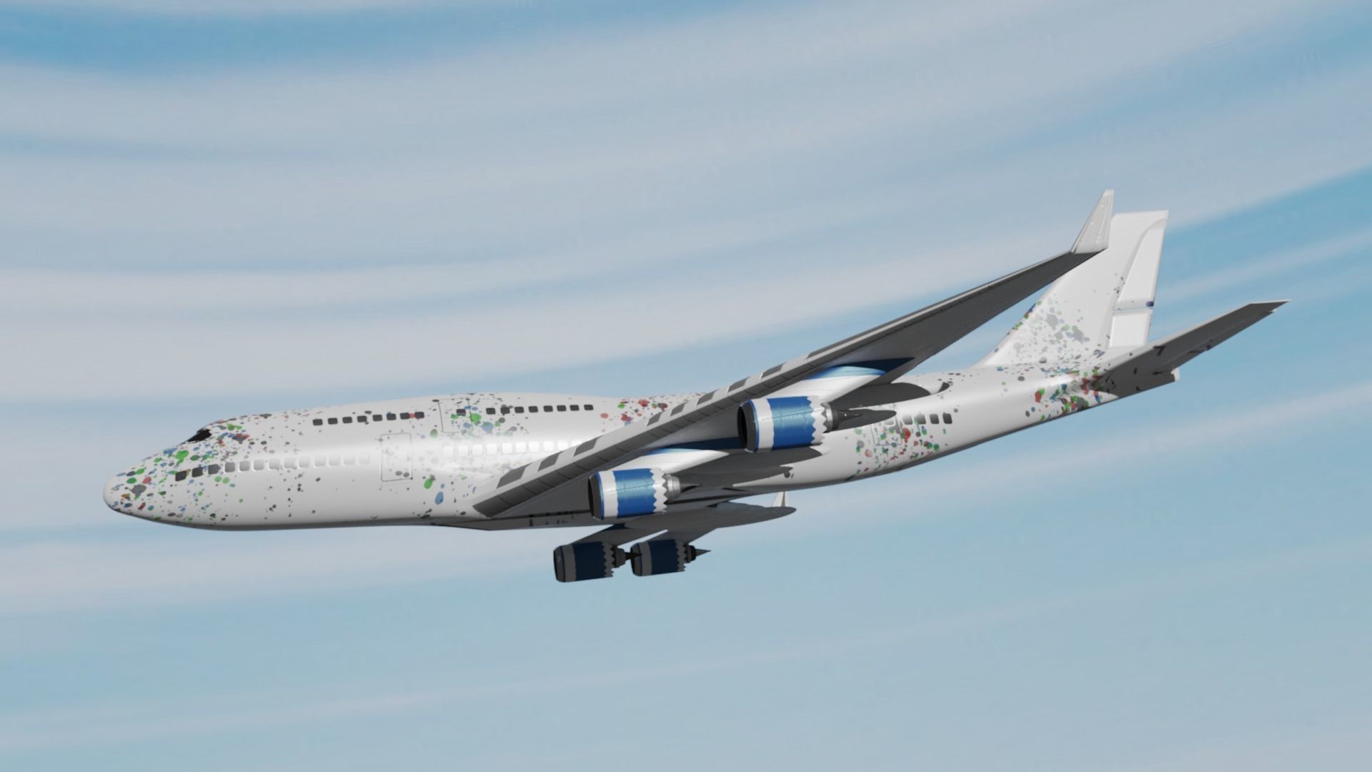 3D model 747-100 Airplane Model with flexible design textures VR / AR ...