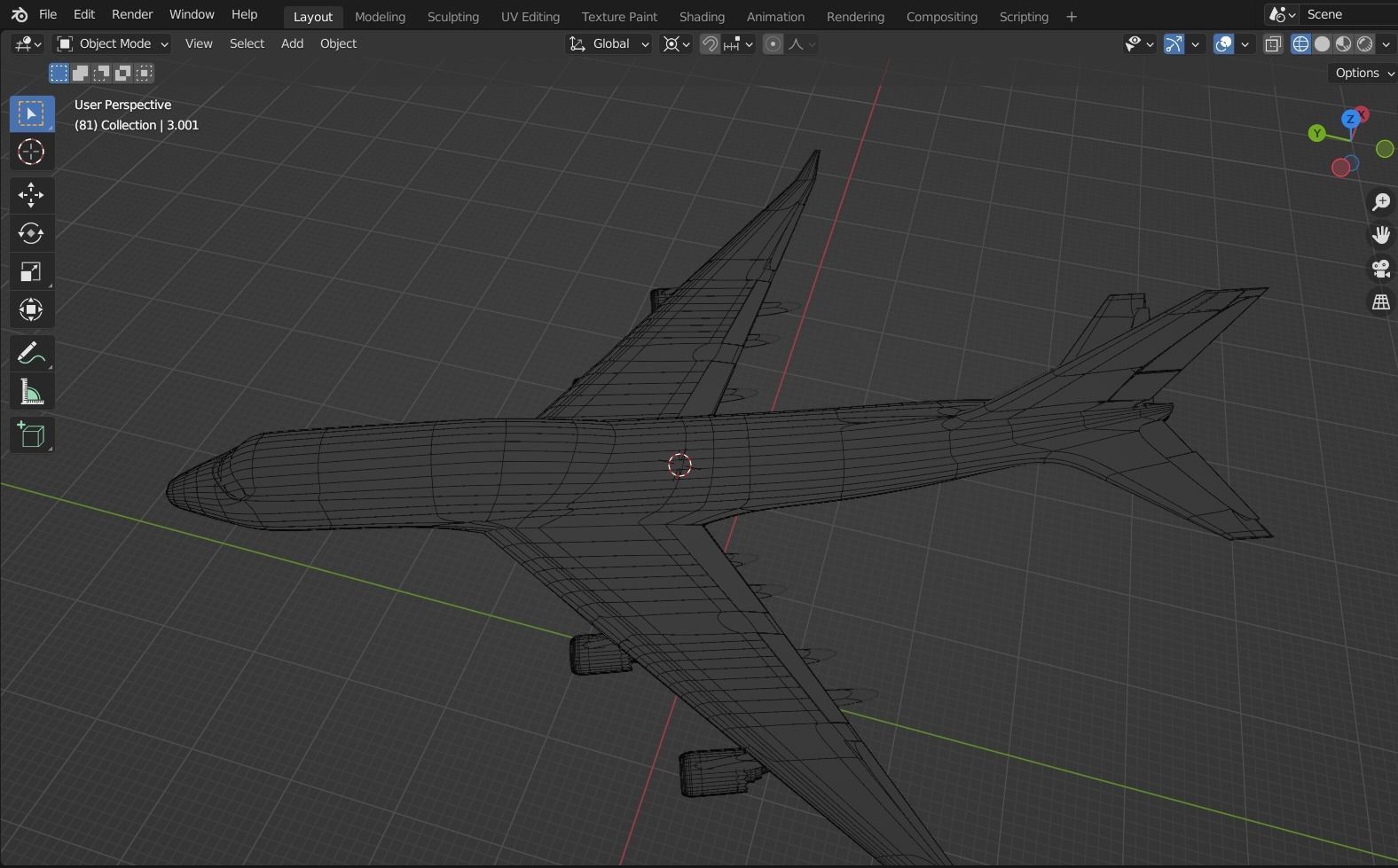 3D model 747-100 Airplane Model with flexible design textures VR / AR ...