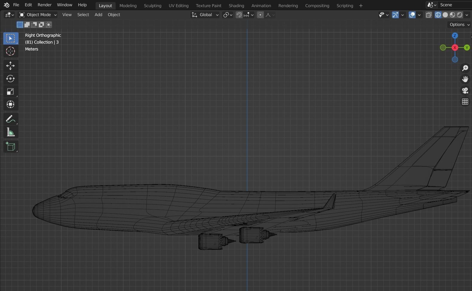 3D model 747-100 Airplane Model with flexible design textures VR / AR ...