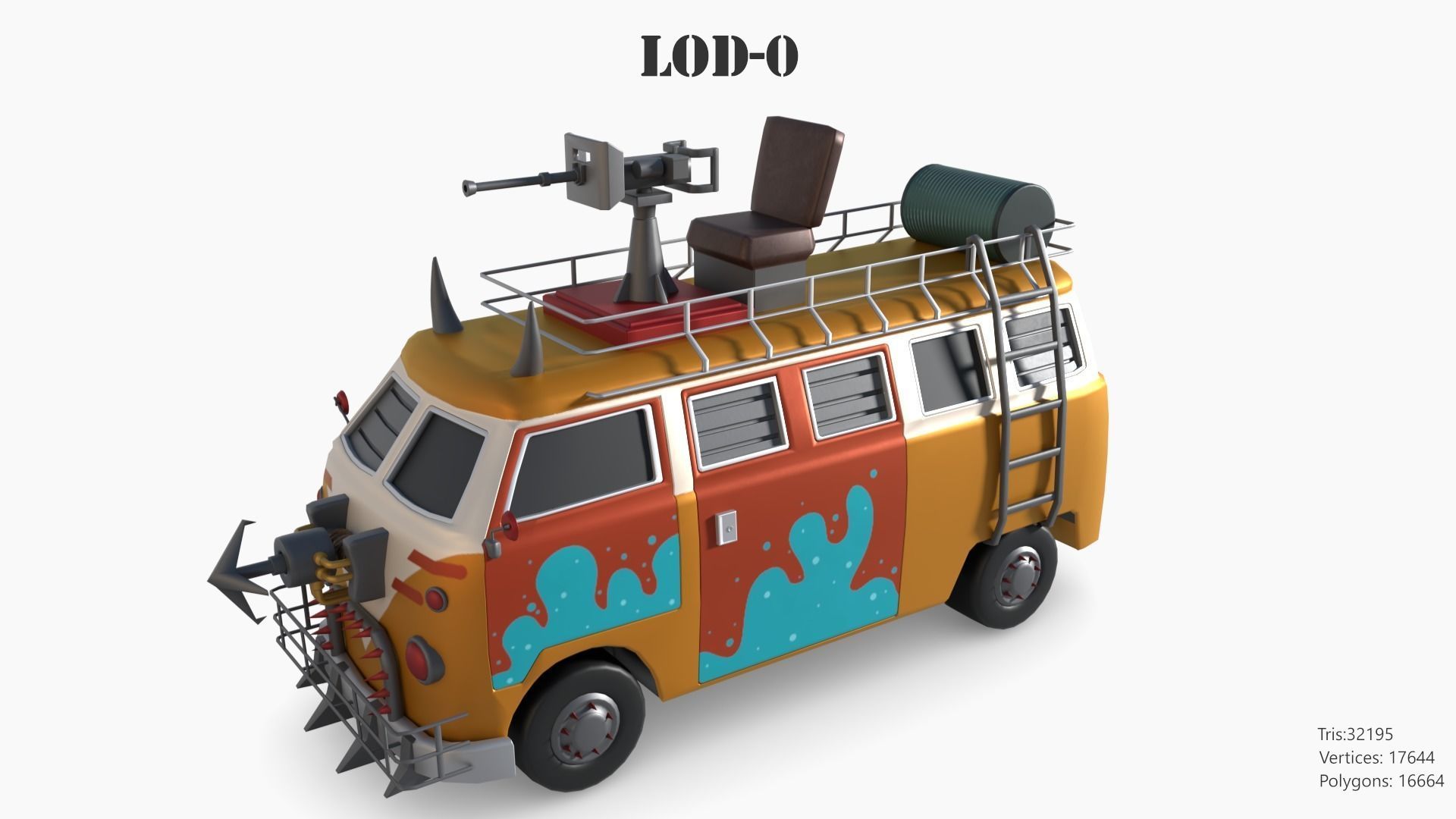 3D model Post Apocalyptic VW Van Low-poly War Car Game Asset VR / AR ...