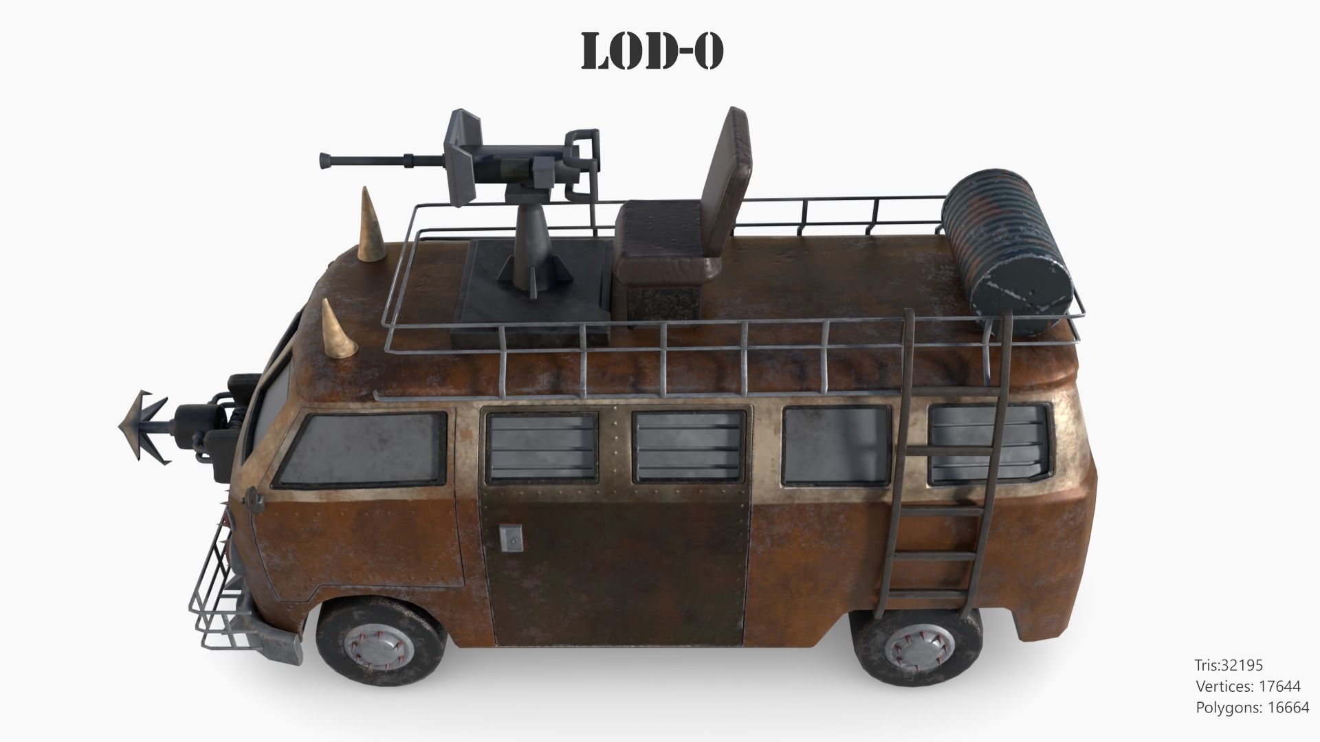 3D model Post Apocalyptic VW Van Low-poly War Car Game Asset VR / AR ...