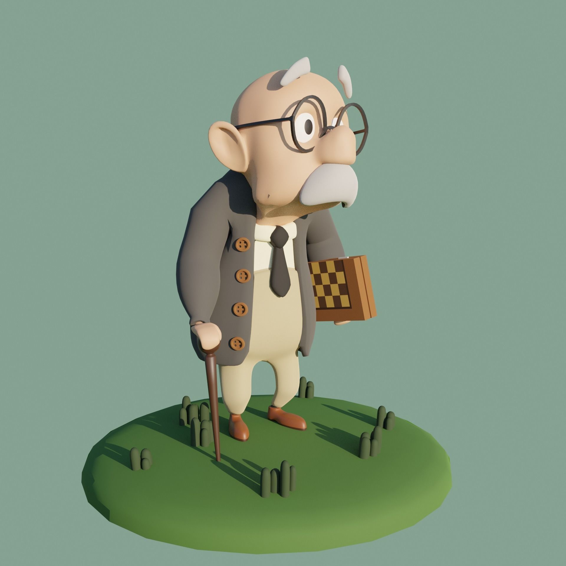 3D model Toon oldman Dave VR / AR / low-poly | CGTrader