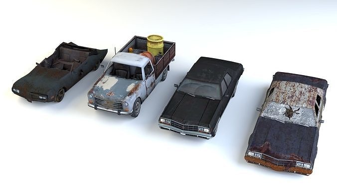 3D model Old Rusty cars mini pack VR / AR / low-poly | CGTrader