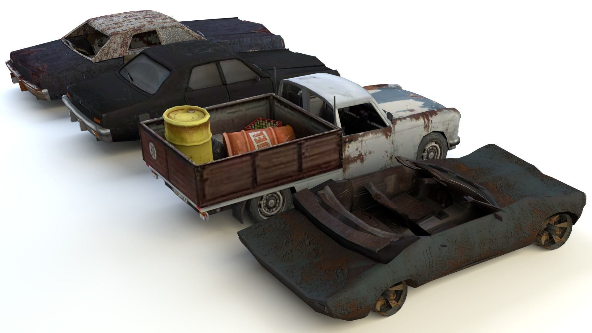 3D model Old Rusty cars mini pack VR / AR / low-poly | CGTrader