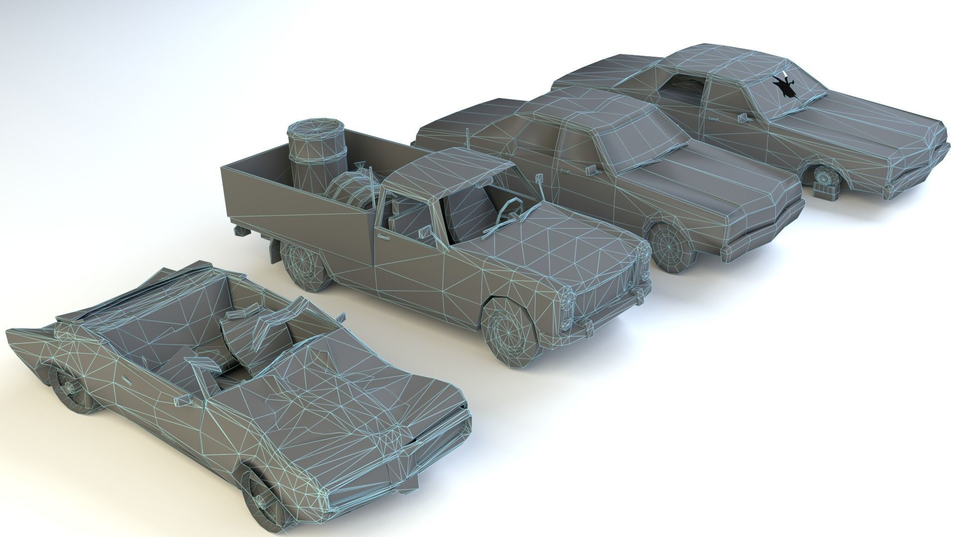 3D model Old Rusty cars mini pack VR / AR / low-poly | CGTrader