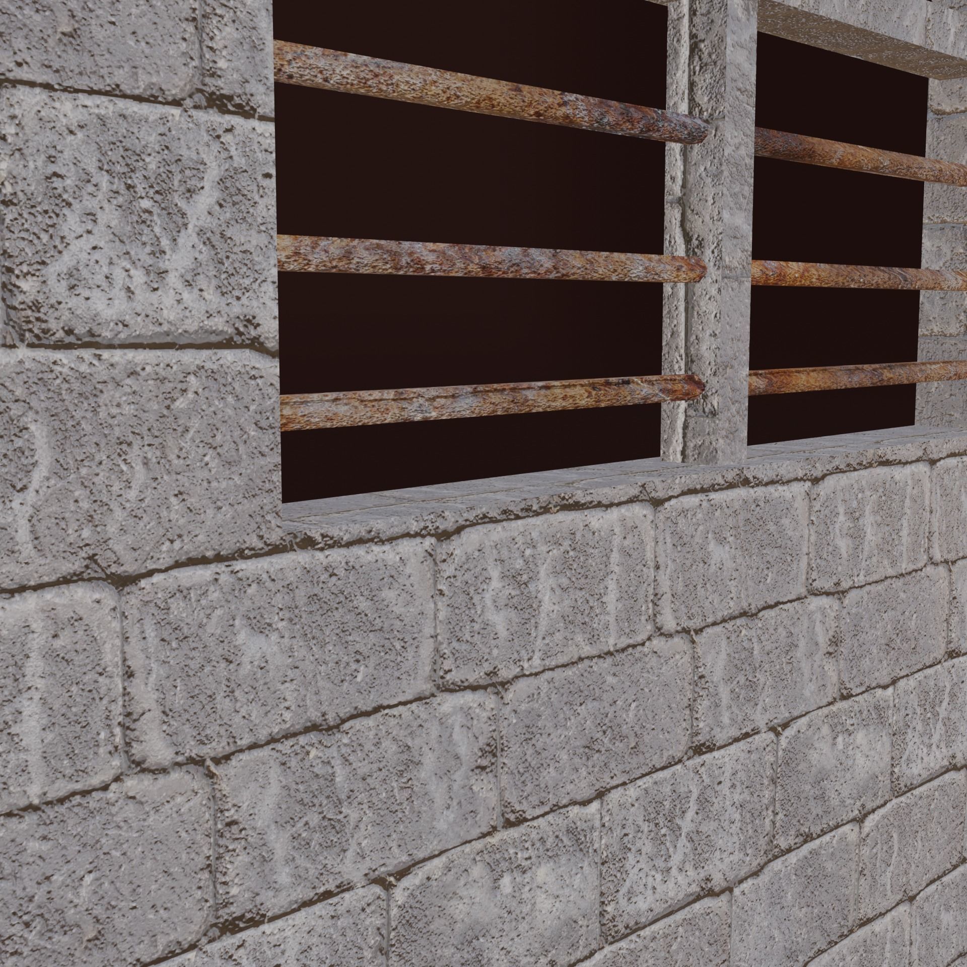 Gray brick fence model low poly wall free VR / AR / low-poly 3D model ...