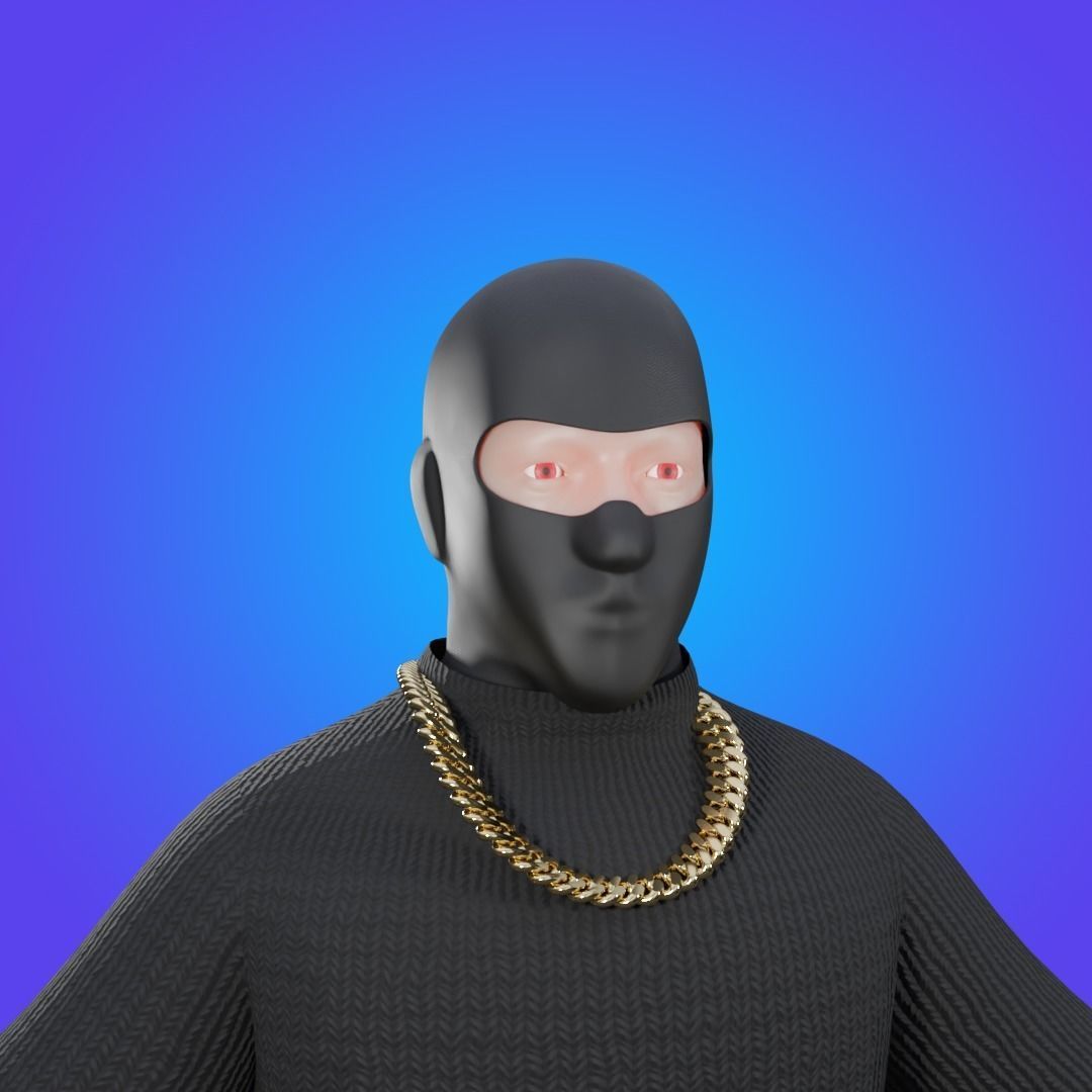 3D NFT BALACLAVA Stylized Character Free low-poly 3D model free VR / AR ...
