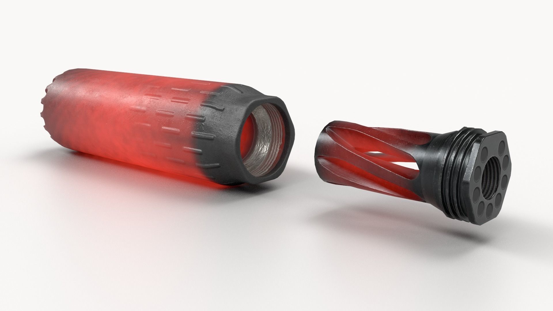 3D model HUXWRX Flow 556K Suppressor and QD Flash Hider VR / AR / low ...