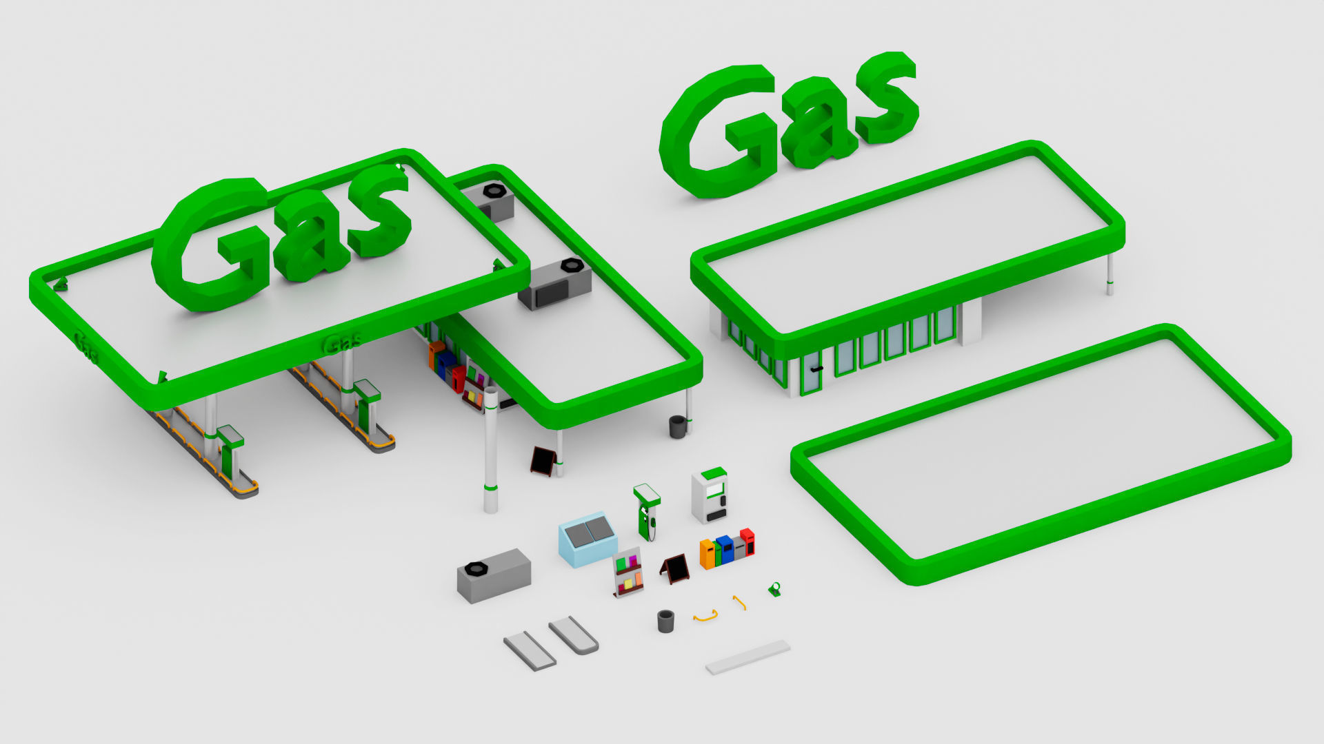 3D model Lowpoly Gas Station VR / AR / low-poly | CGTrader
