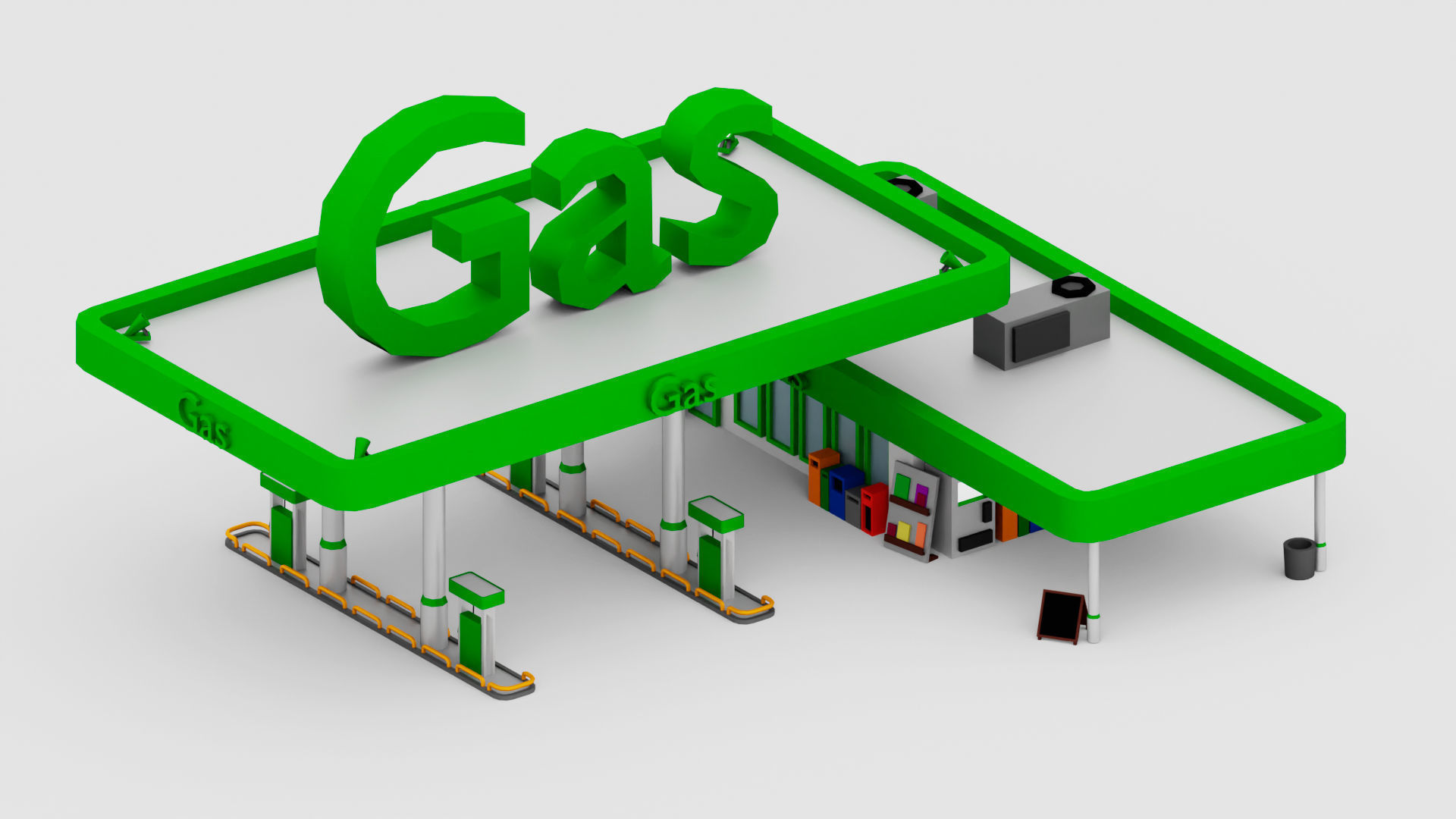 3D model Lowpoly Gas Station VR / AR / low-poly | CGTrader