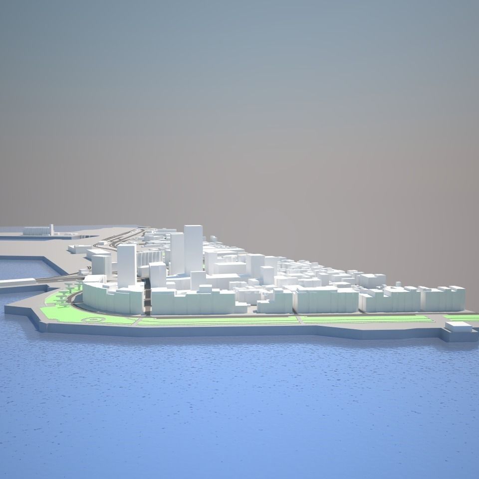 3D model Low Poly Cityscape All Buildings are Lowpoly VR / AR / low ...