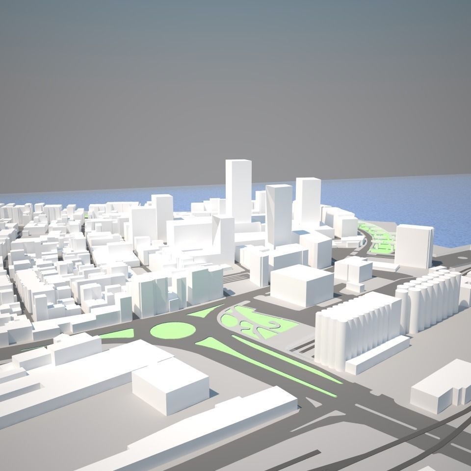 3D model Low Poly Cityscape All Buildings are Lowpoly VR / AR / low ...