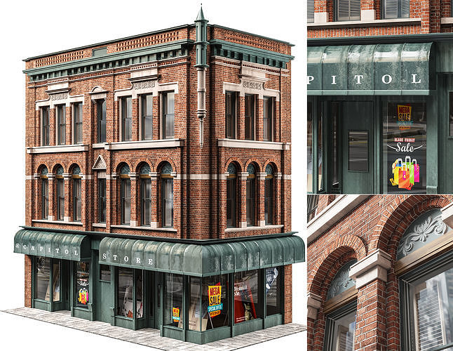 brick building 3D model | CGTrader