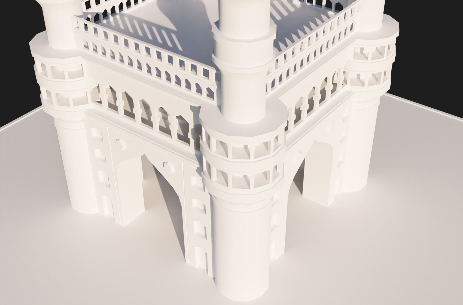 3D model Low-Poly Charminar 3D model temple in hyderabad VR / AR / low ...
