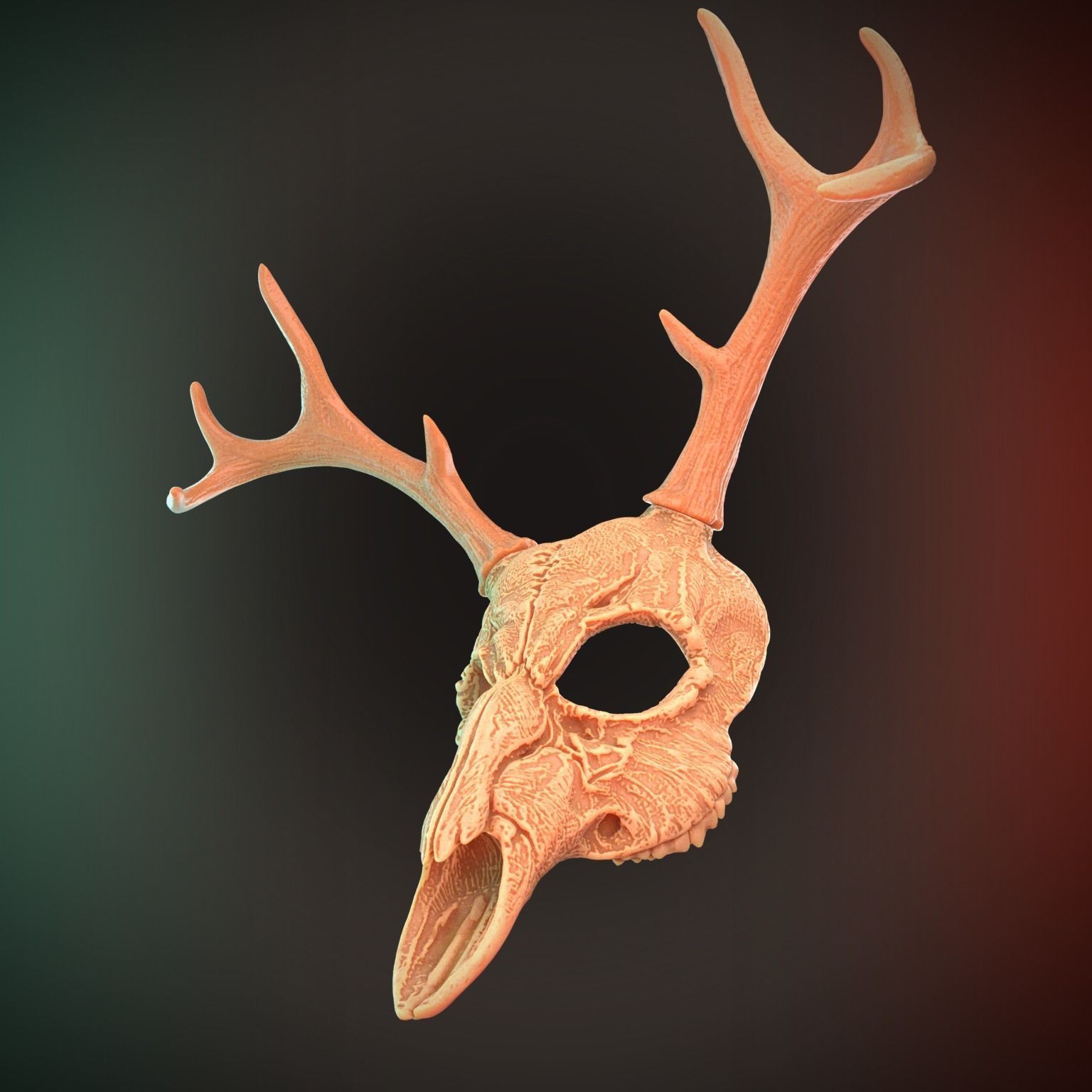 2 Horns Deer Skull Mask Cosplay 3D Stl Files Printing Halloween 3D ...