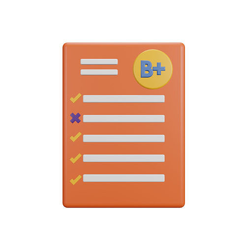 3D model Exam Paper with a Score of B Plus VR / AR / low-poly | CGTrader