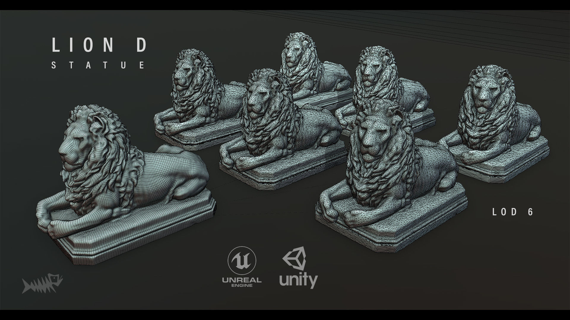 3D model Lion Statue D PBR 4K VR / AR / low-poly | CGTrader