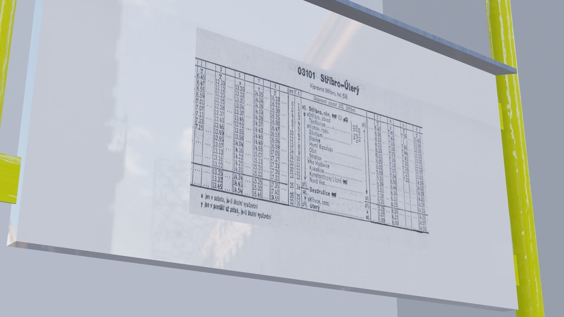 3D model Old Czech bus stop sign - Cedule zastavka CSAD VR / AR / low ...