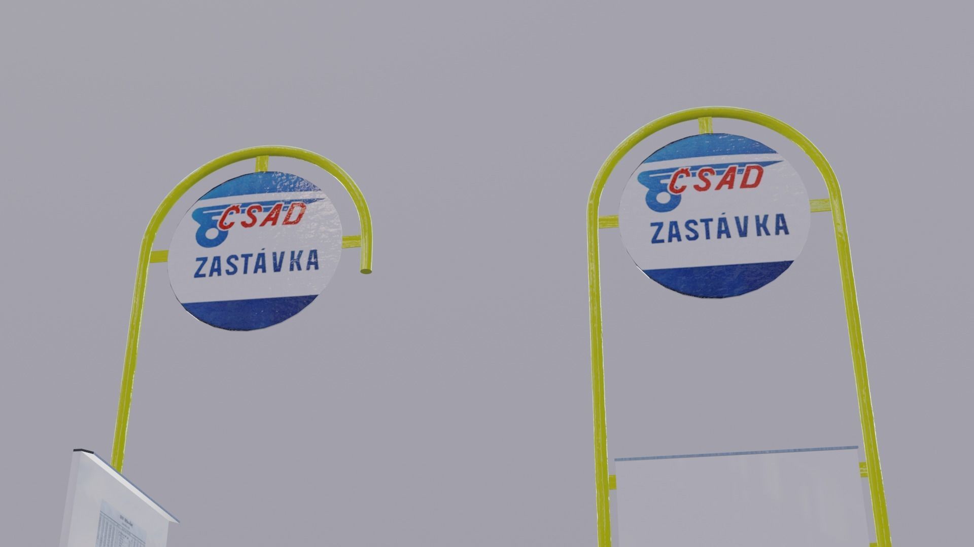 3D model Old Czech bus stop sign - Cedule zastavka CSAD VR / AR / low ...