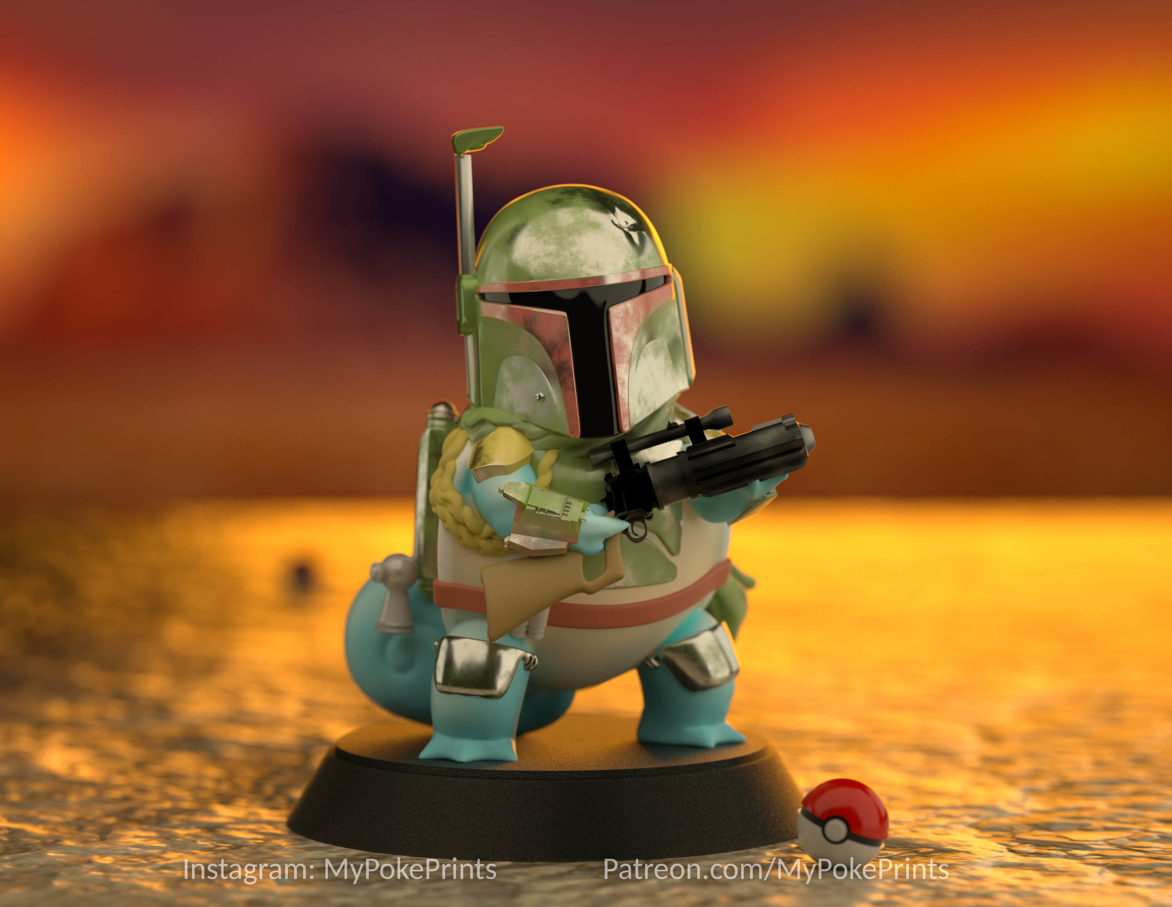 Squirtle Fett - 3D printable Bulbasaur boba fett pokemon mashup 3D ...