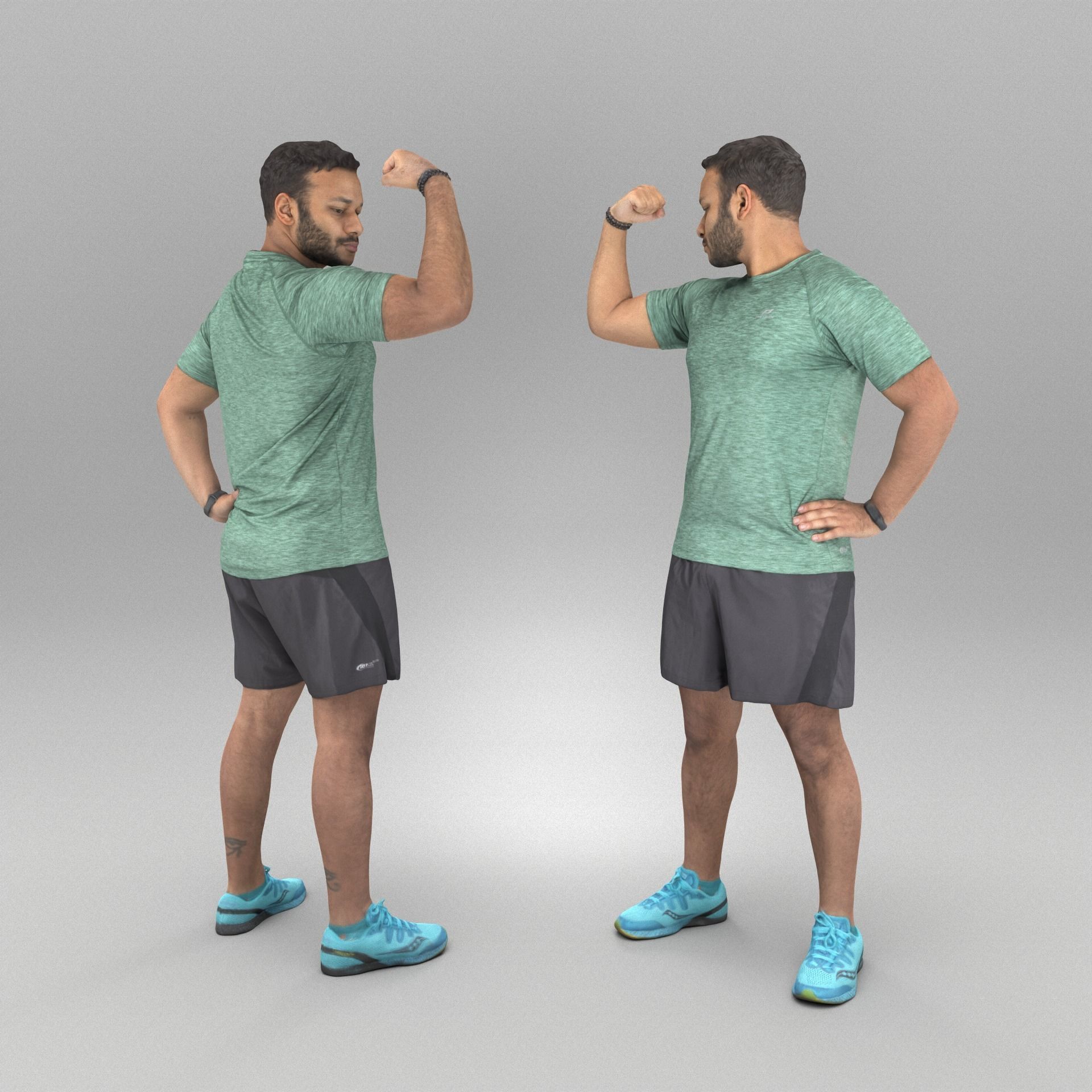 3D model Young man showing his biceps 356 VR / AR / low-poly | CGTrader