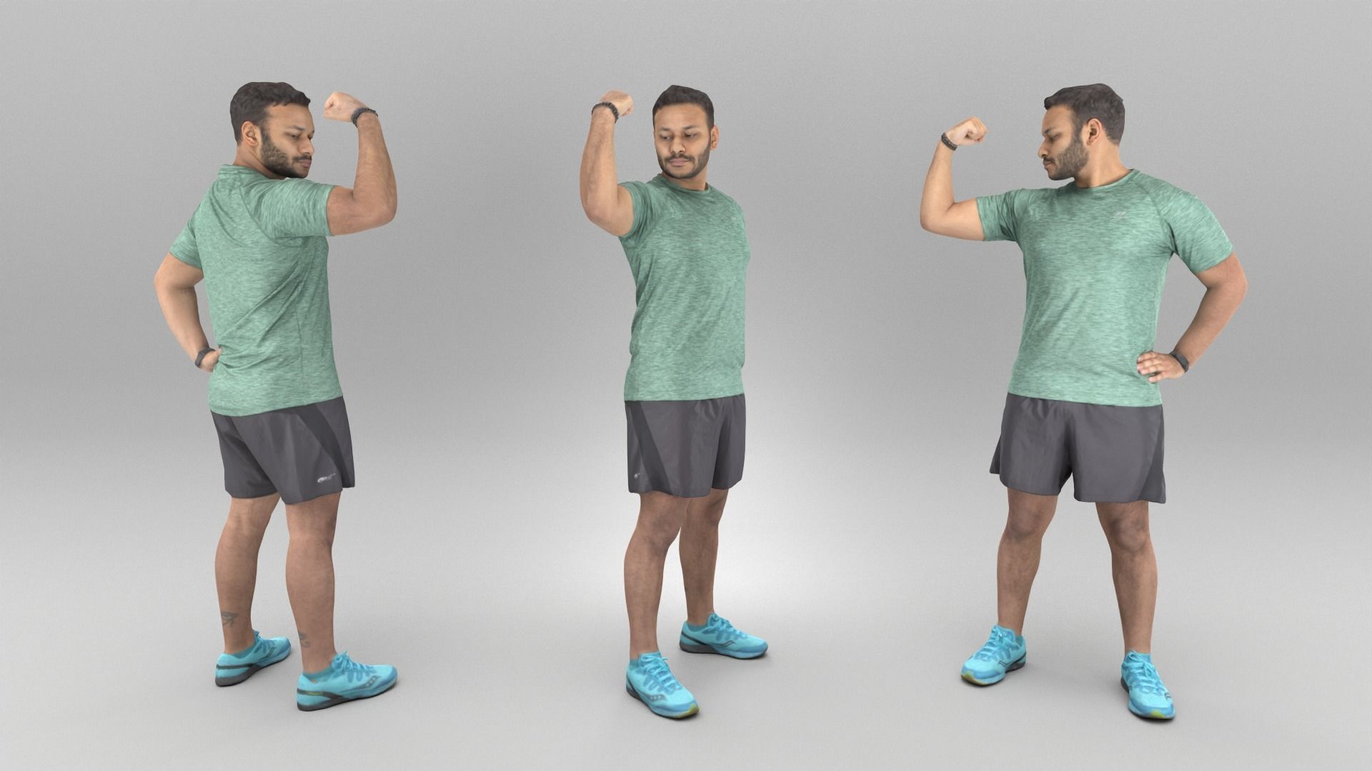 3D model Young man showing his biceps 356 VR / AR / low-poly | CGTrader