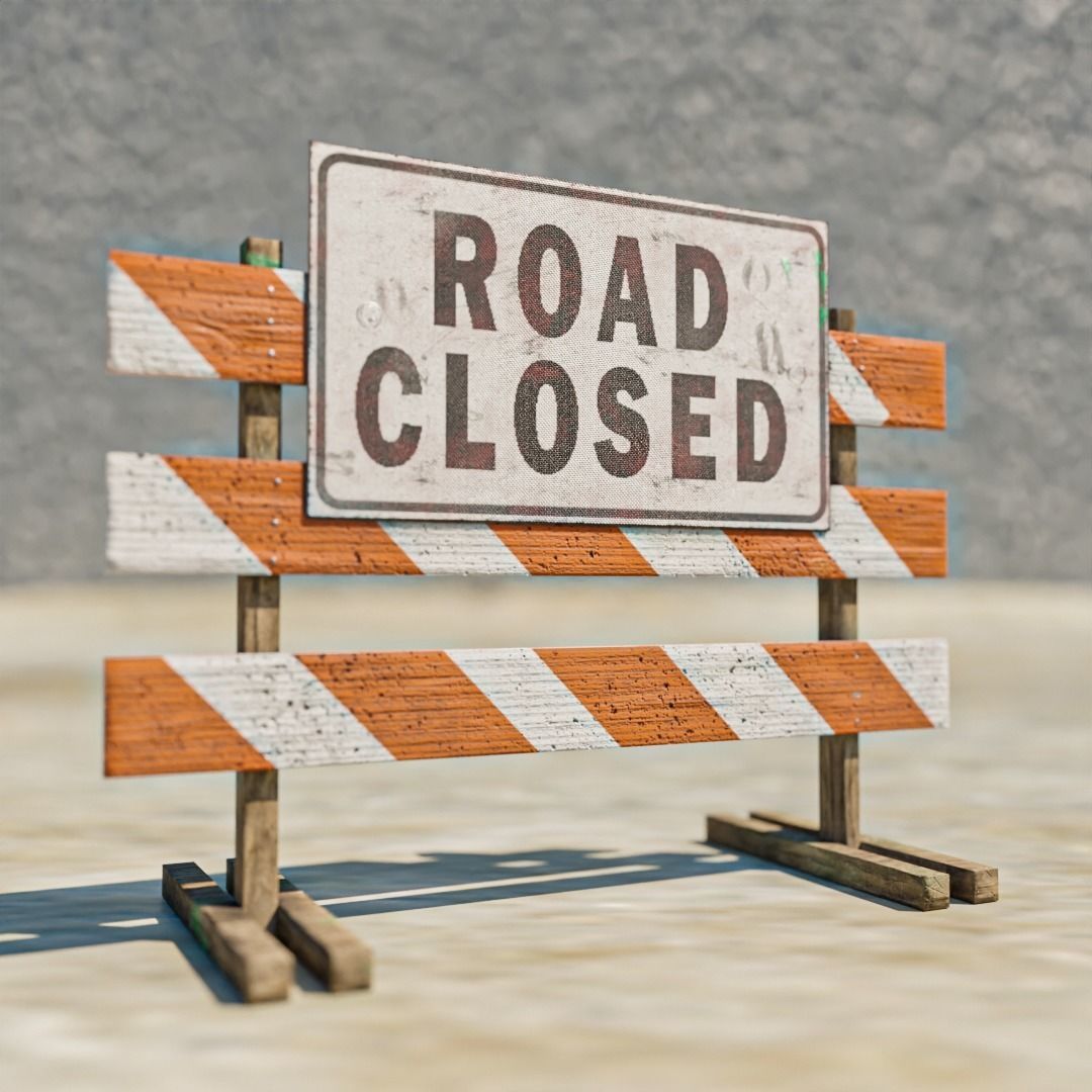 Road closed sign low poly free VR / AR / low-poly 3D model | CGTrader
