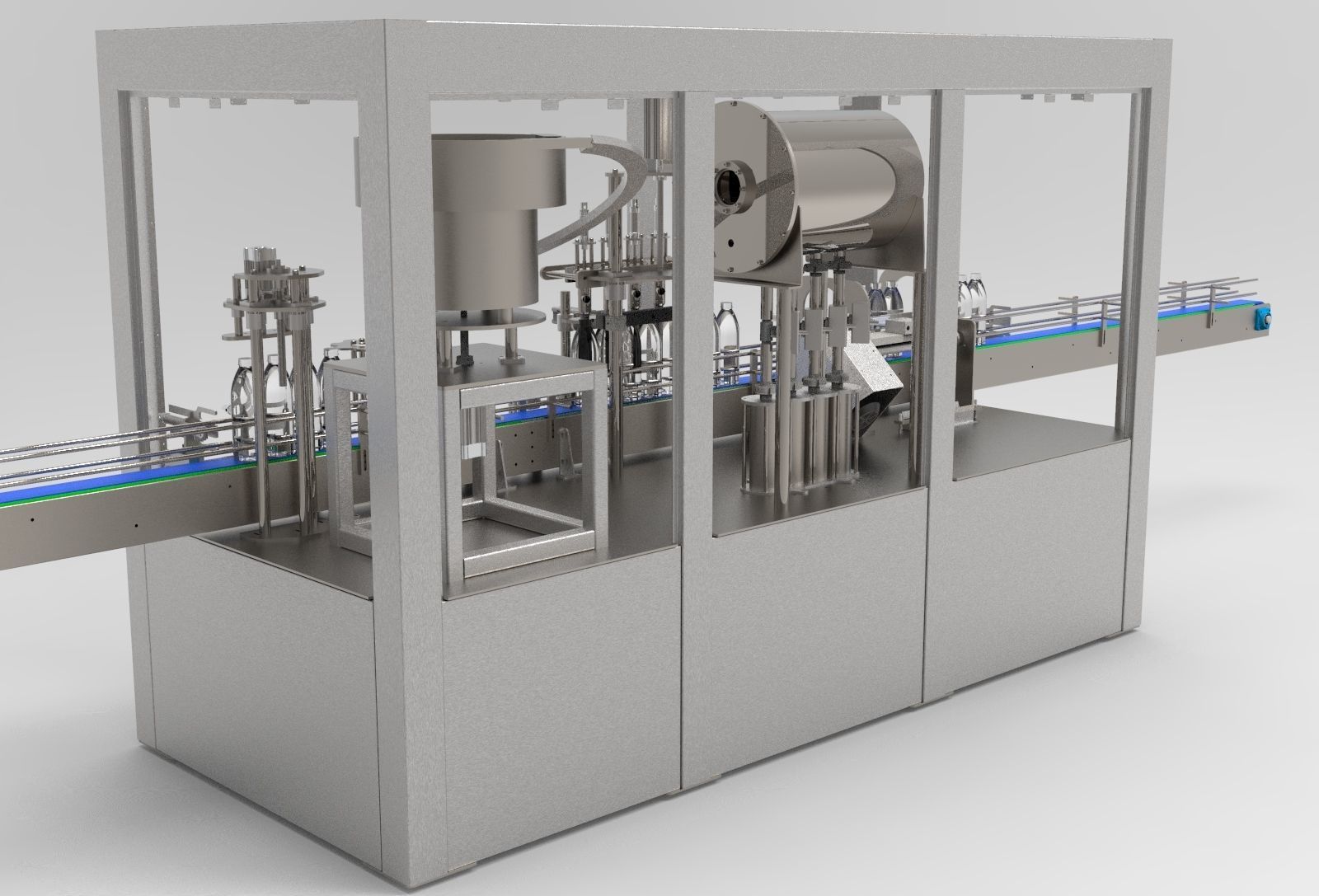 Bottles Washing Filling And Capping Line 3D model 3D printable | CGTrader