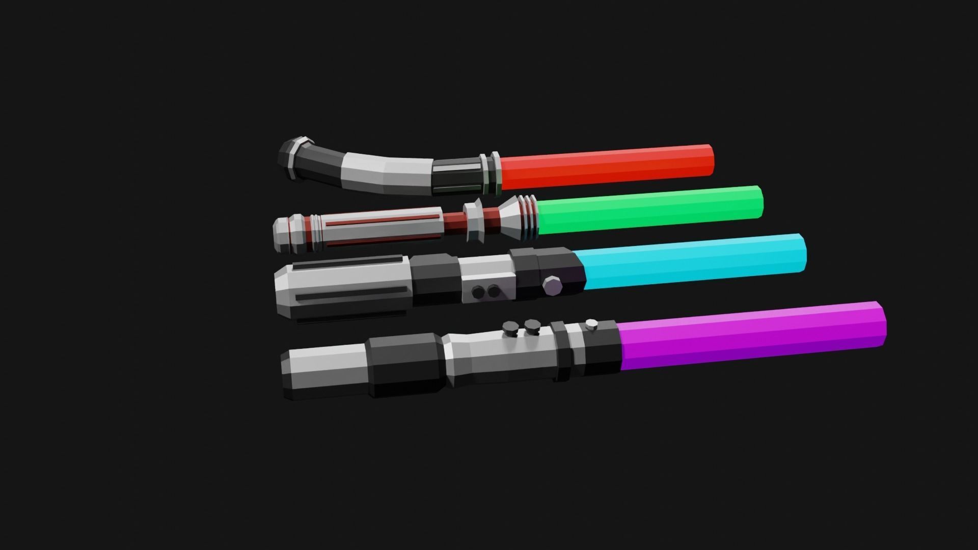 3D model Lowpoly Lightsaber Collection star wars lightsabers VR / AR ...