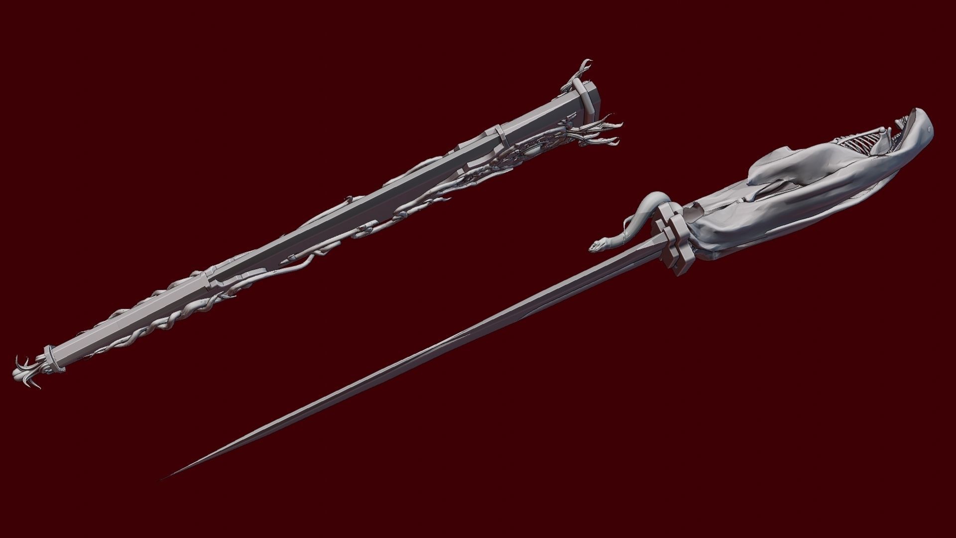 Skeleton ornamented dagger 3D model | CGTrader