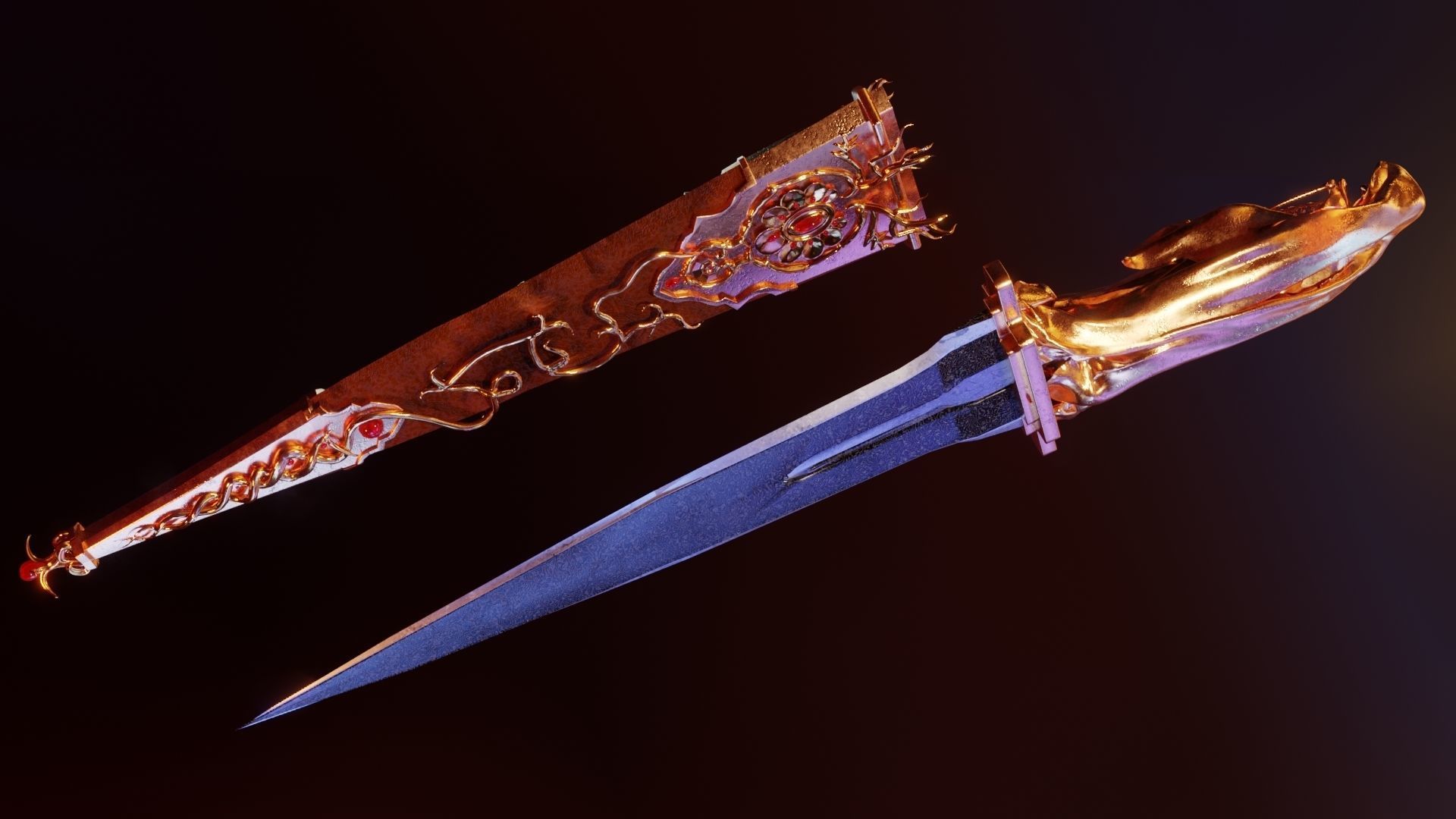 Skeleton ornamented dagger 3D model | CGTrader