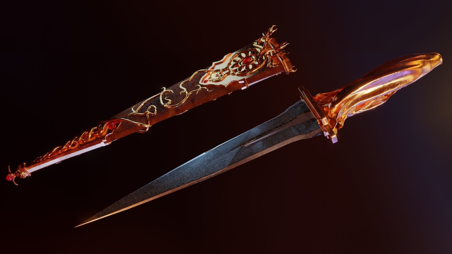 Skeleton ornamented dagger 3D model | CGTrader