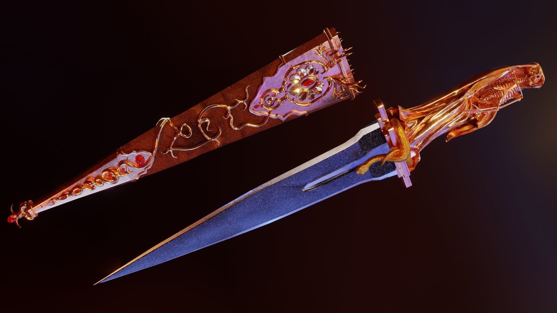 Skeleton ornamented dagger 3D model | CGTrader