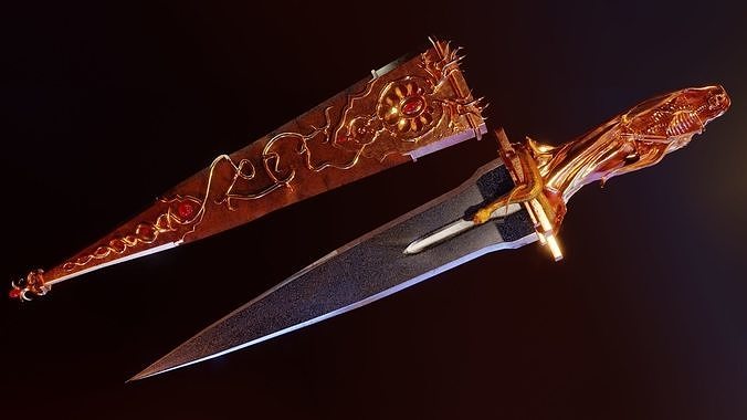 Skeleton ornamented dagger 3D model | CGTrader