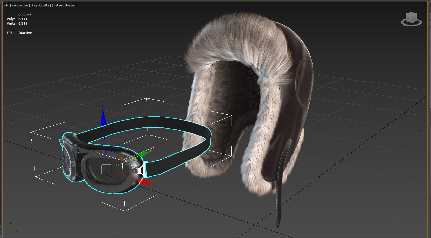 3D model Aviator Fur Trapper Winter hat Helmet VR / AR / low-poly ...