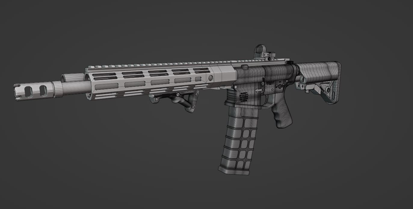 AR-15 Carbine Rifle free 3D model | CGTrader