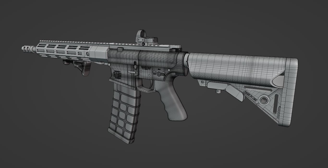 AR-15 Carbine Rifle free 3D model | CGTrader
