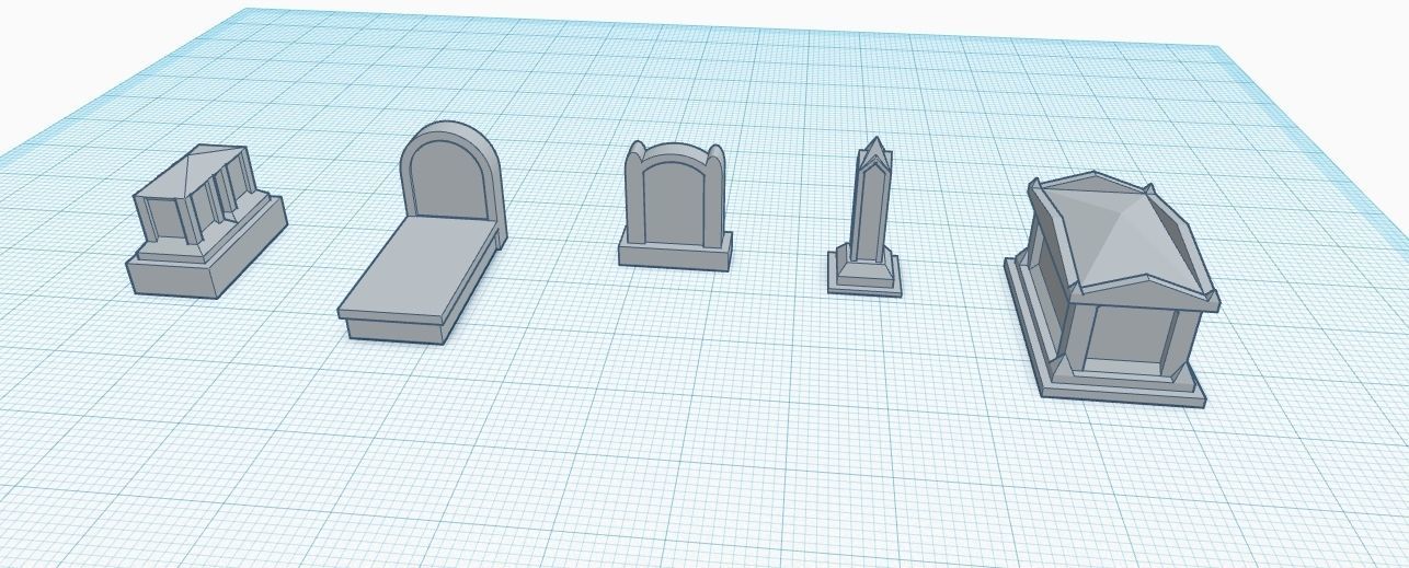 5 pcs graveyard headstones scale H0 1-87 3D model 3D printable | CGTrader